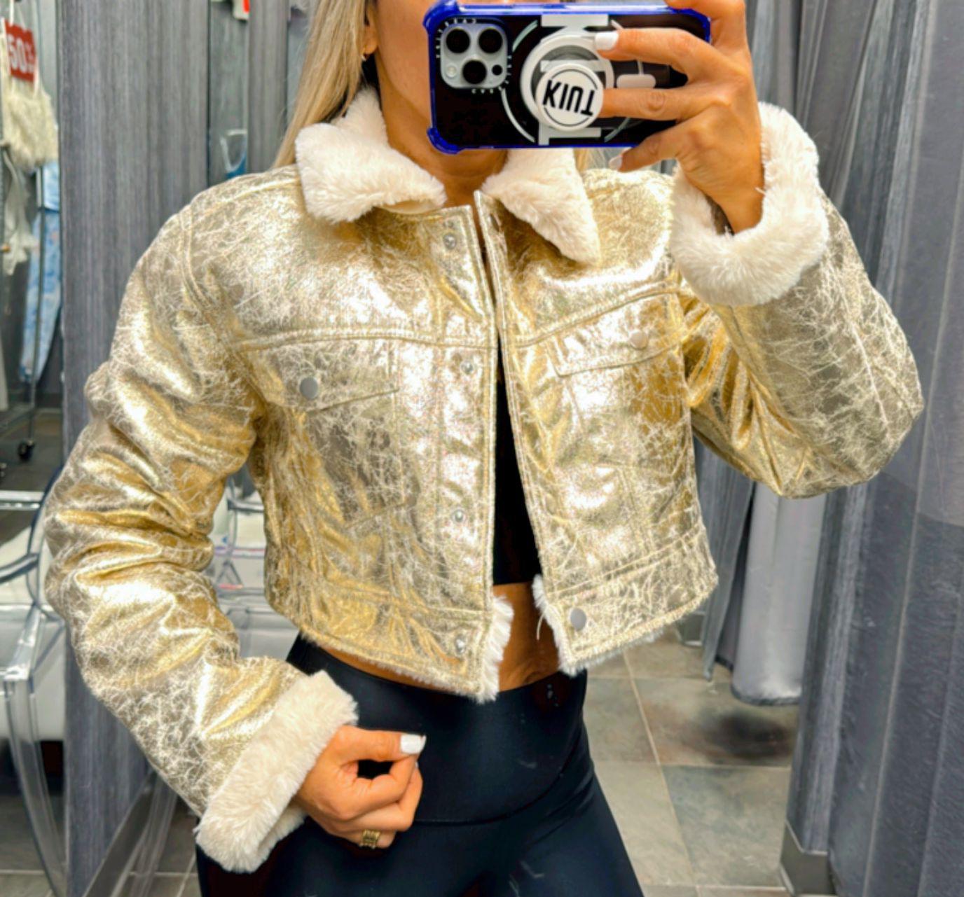 2303 Shiny suede bonded with fur jacket – kiutbylinda